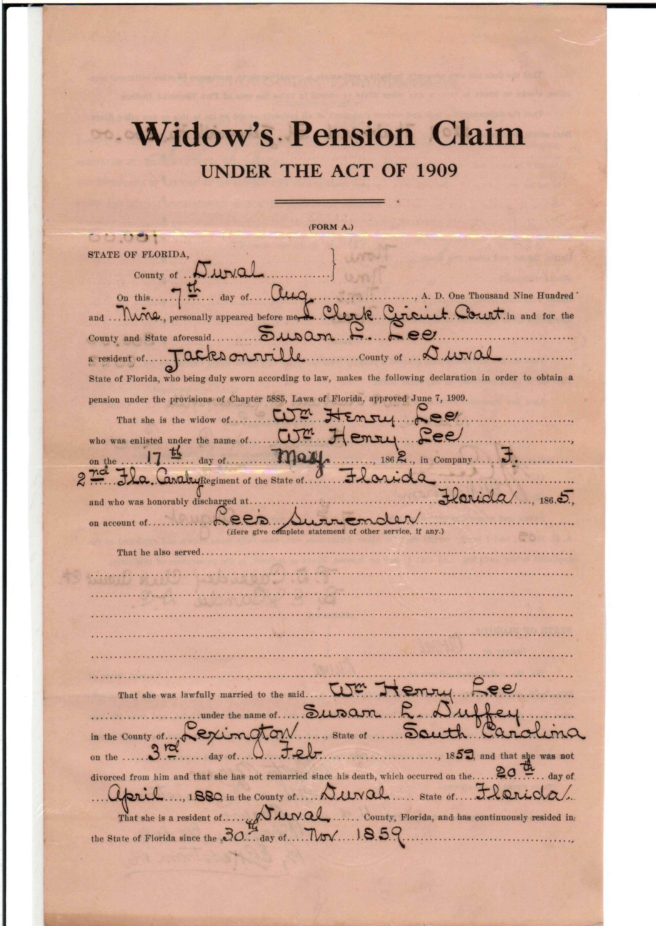 Florida Memory • LEE, William Henry