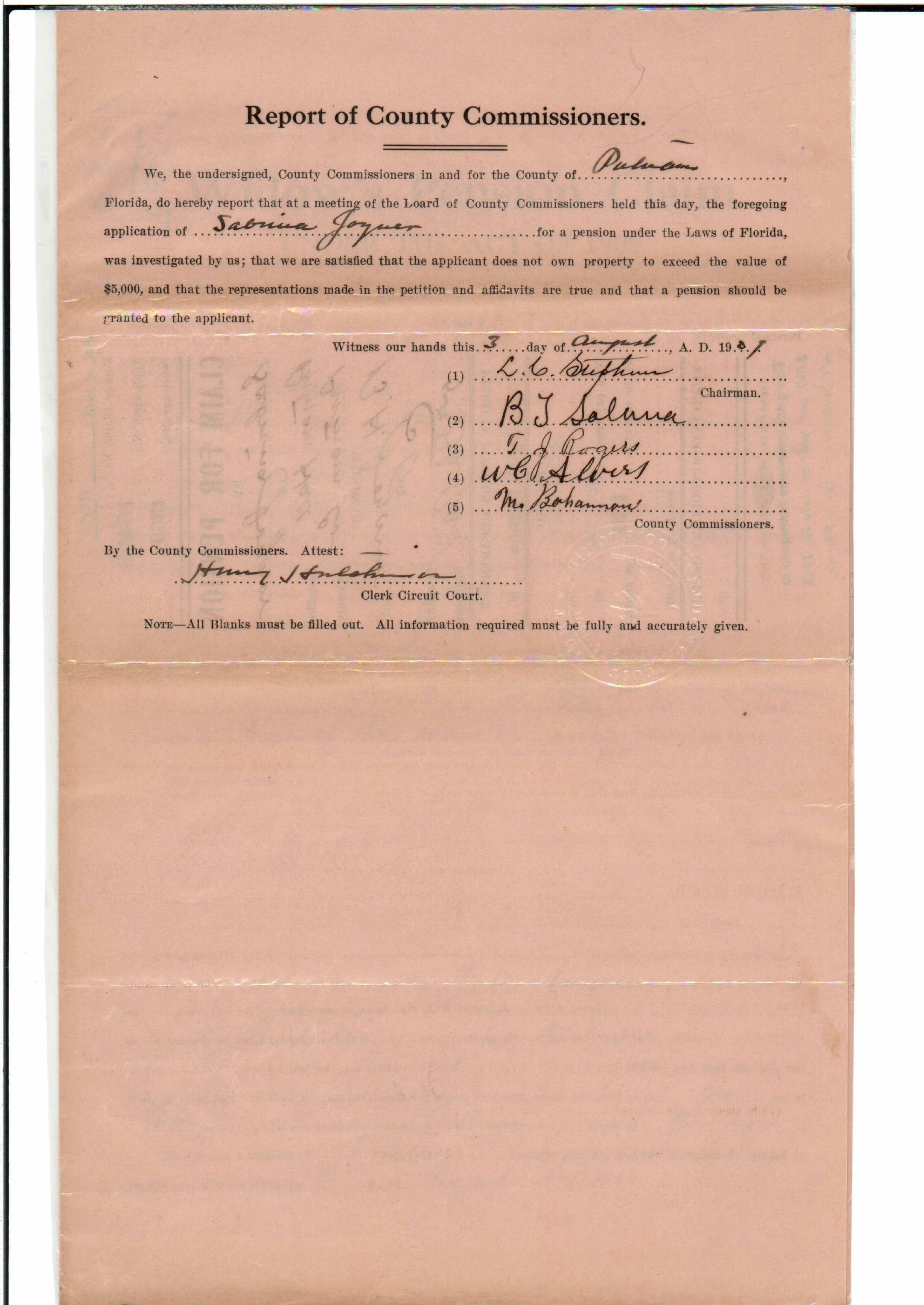 Florida Memory • JOYNER, Benjamin H.