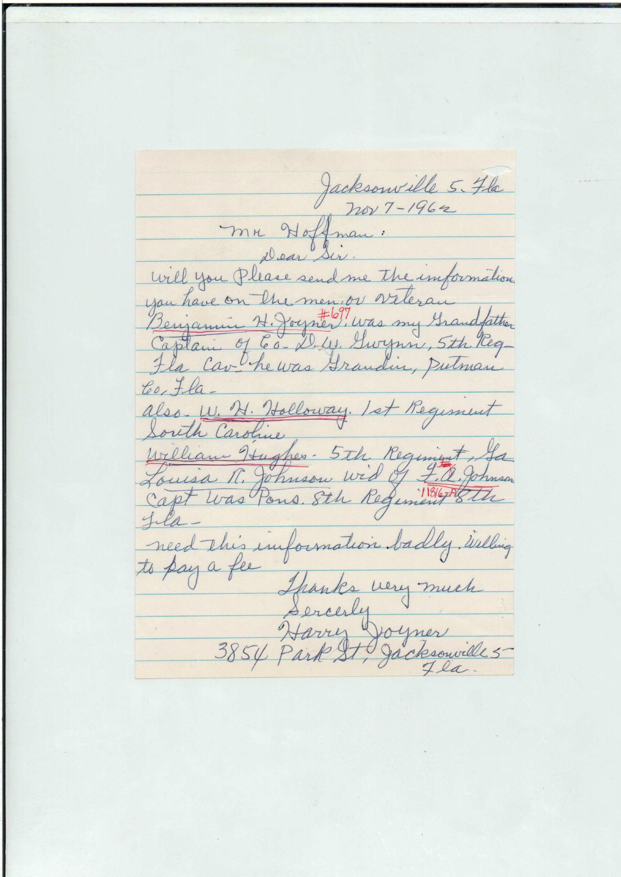 Florida Memory • JOYNER, Benjamin H.