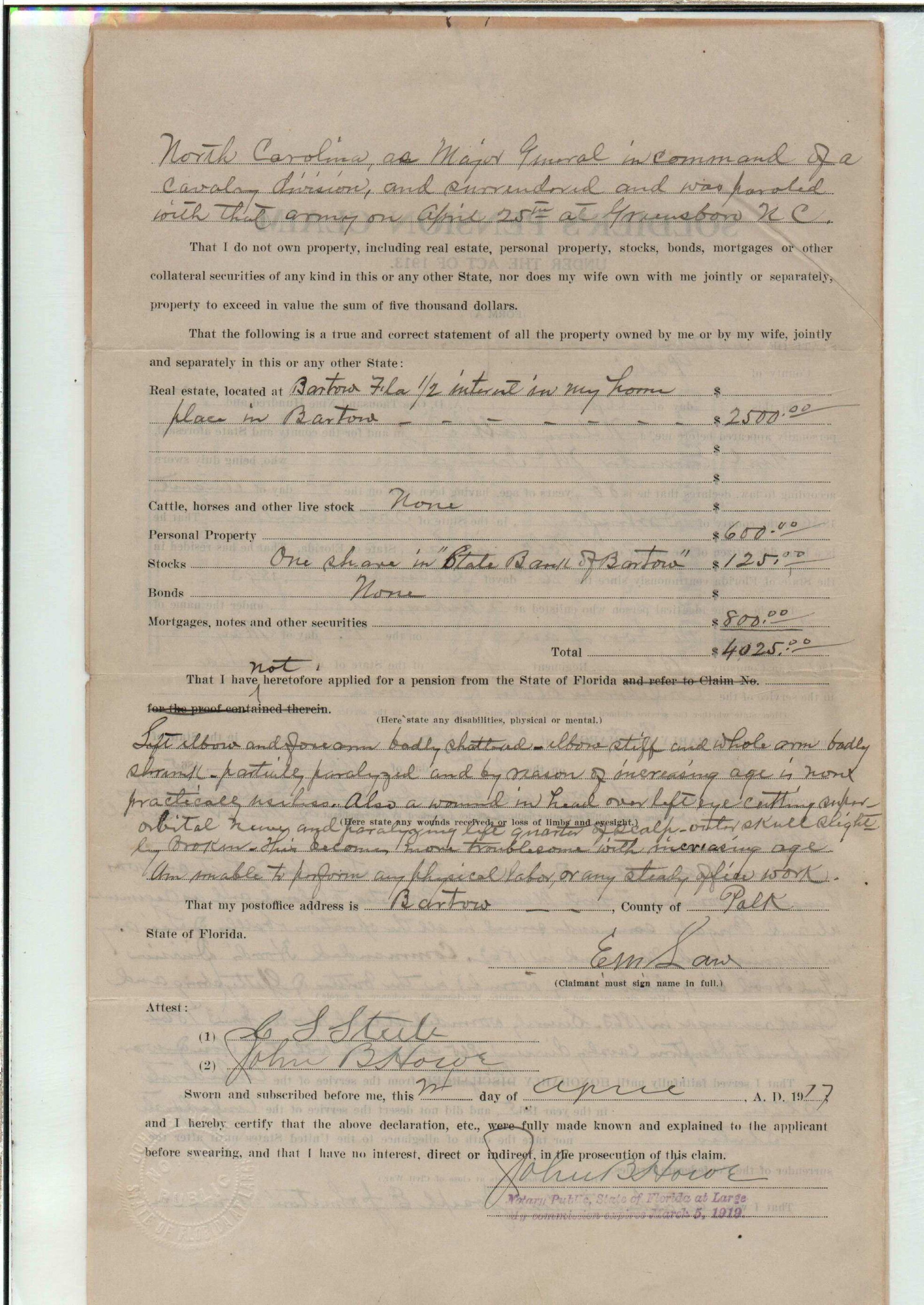 Florida Memory • LAW, Evander McIver