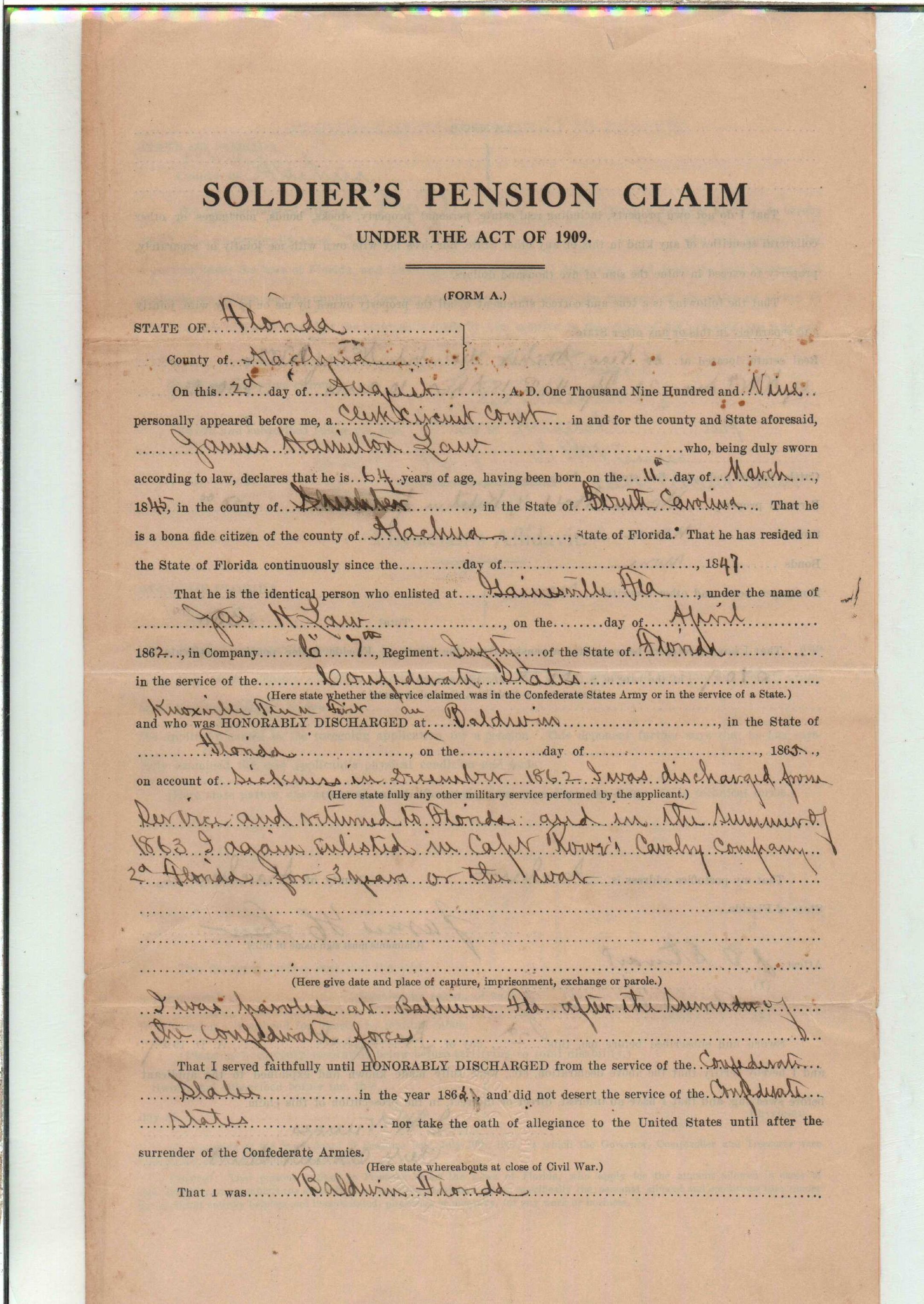 Florida Memory • LAW, James Hamilton