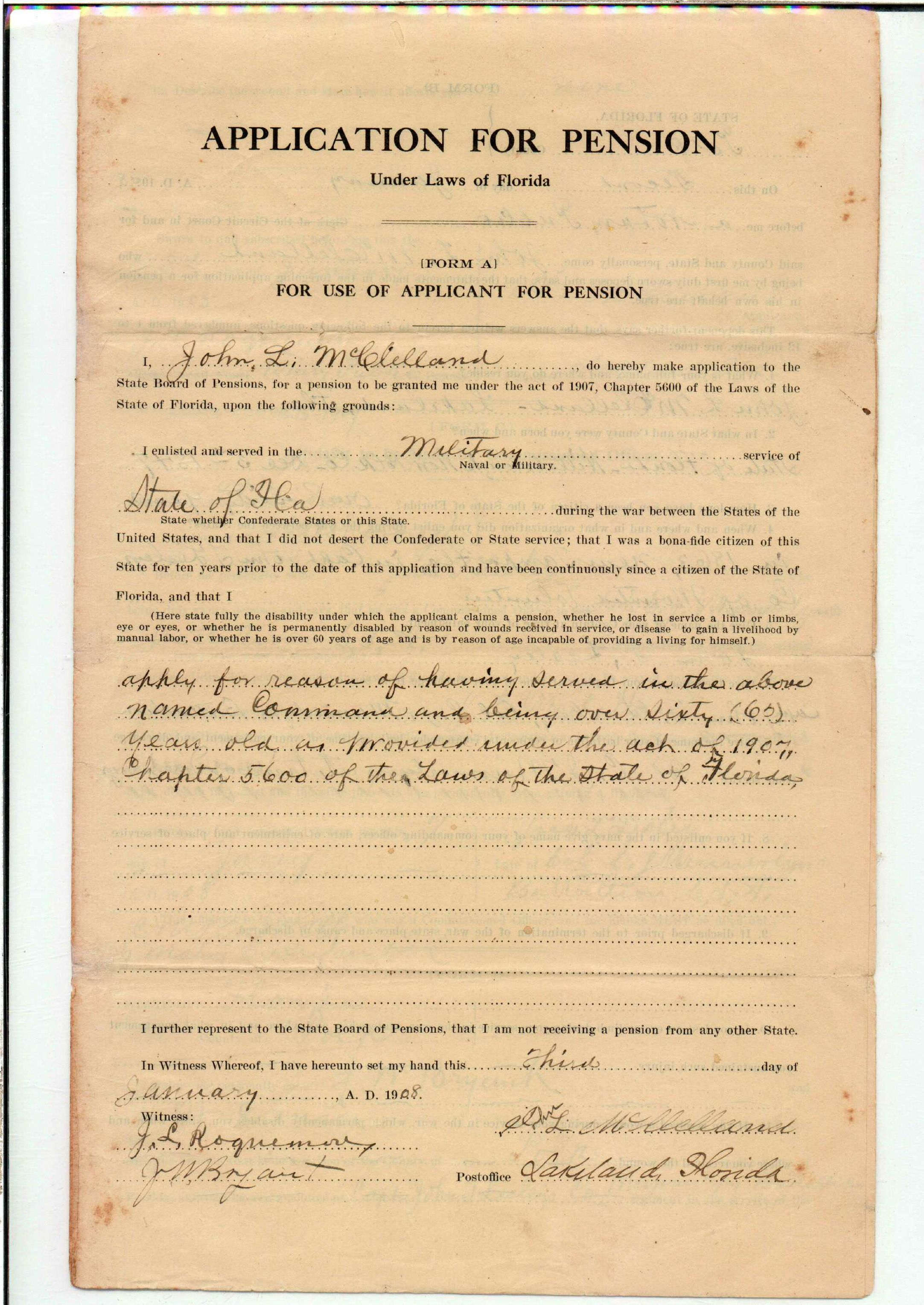 Florida Memory McCLELLAND John L Florida Memory McCLELLAND John L