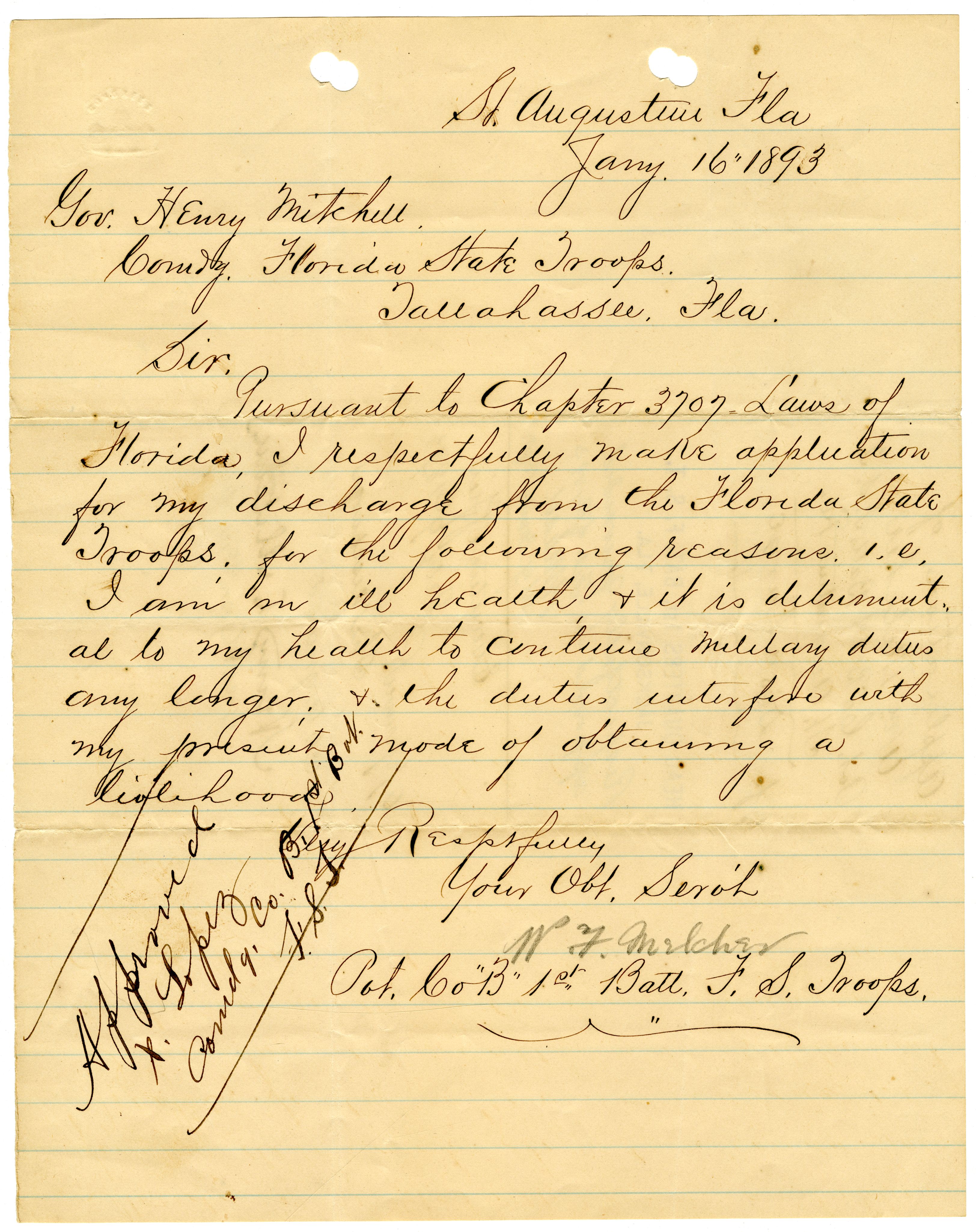 Florida Memory • Requests from William W. Greatorex and William Melcher ...