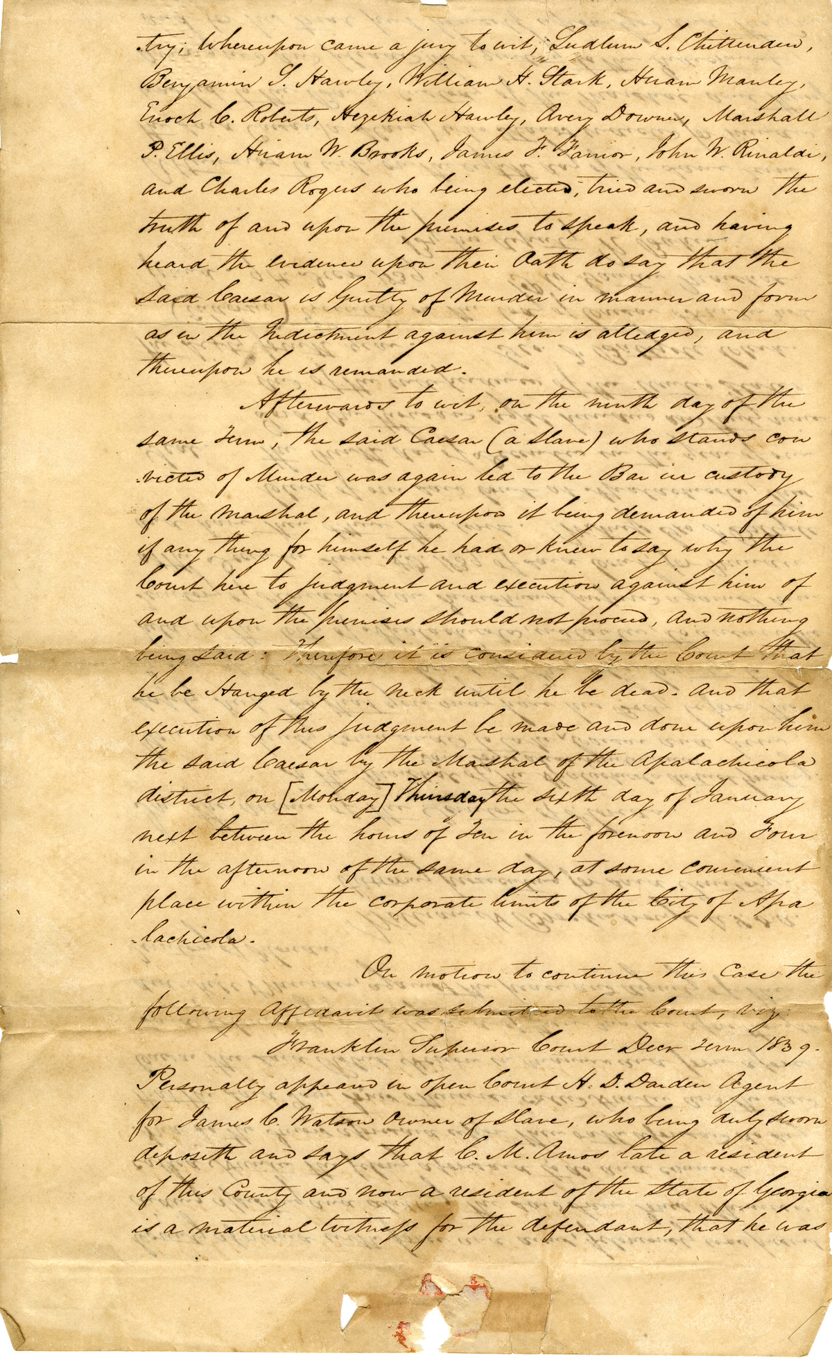 Florida Memory • The Terrority of Florida v. Caesar, a Slave
