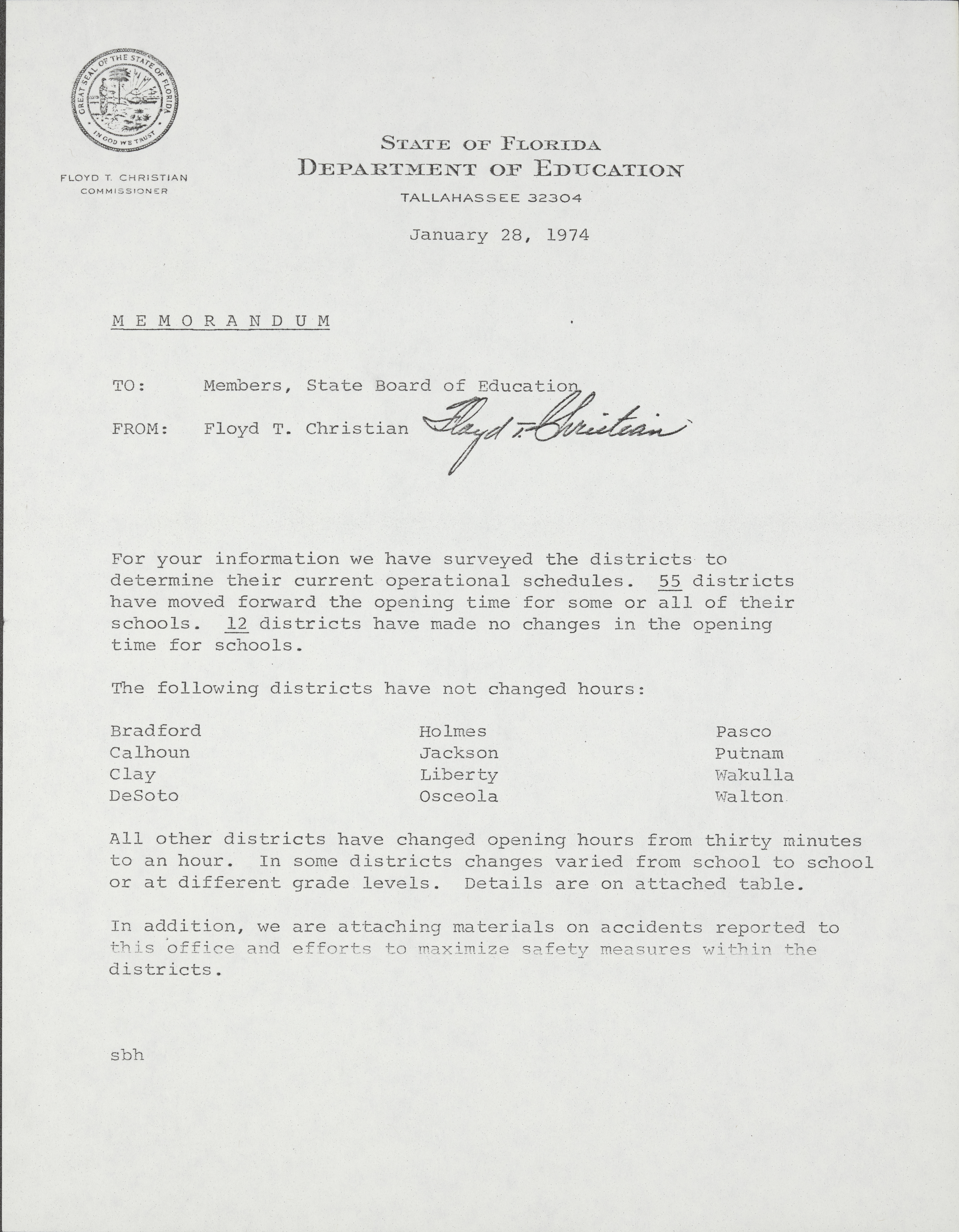 Florida Memory • Memorandum from Floyd T. Christian, Florida ...