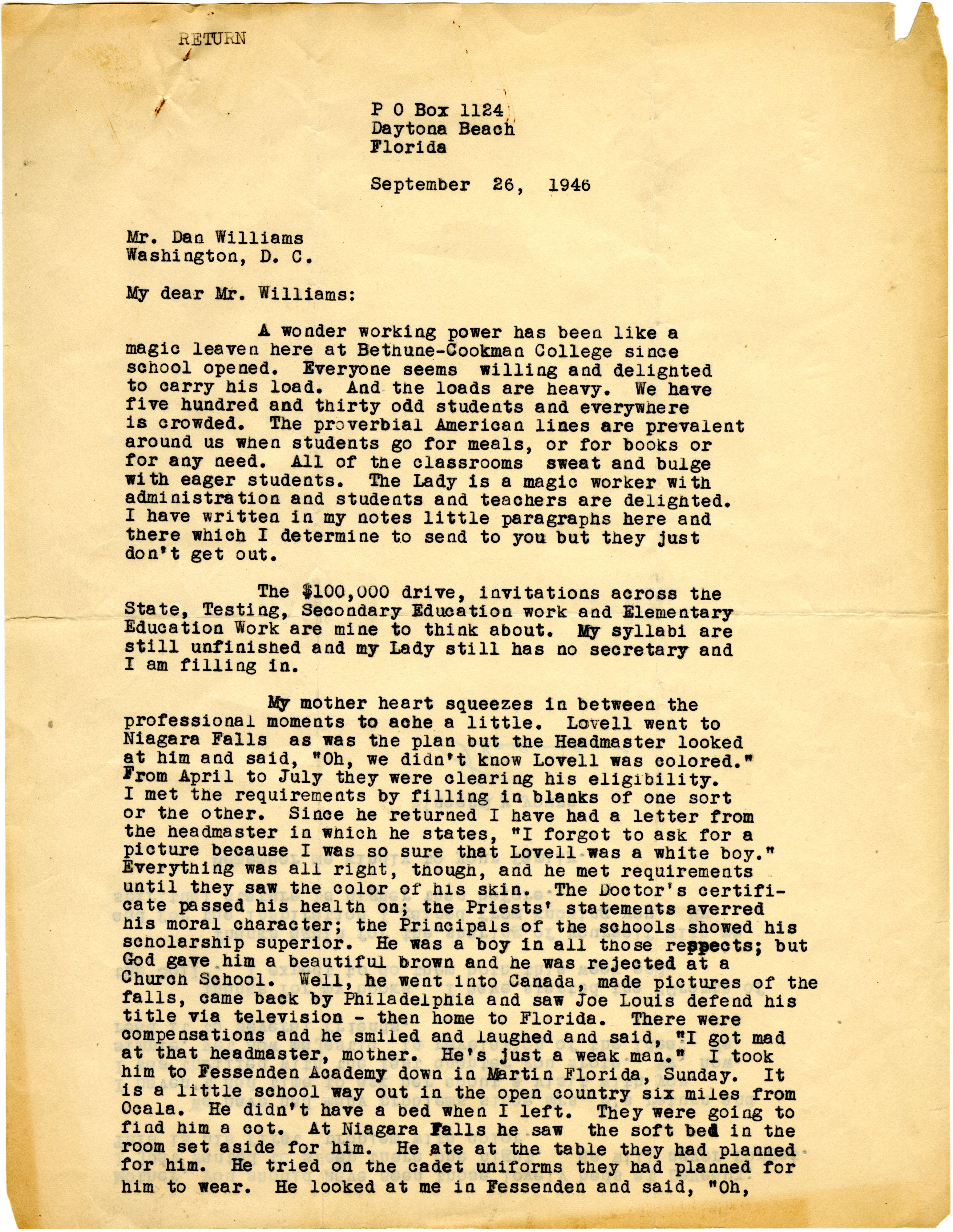 Florida Memory • Letter from Dr. Florence Lovell Roane to Daniel M ...