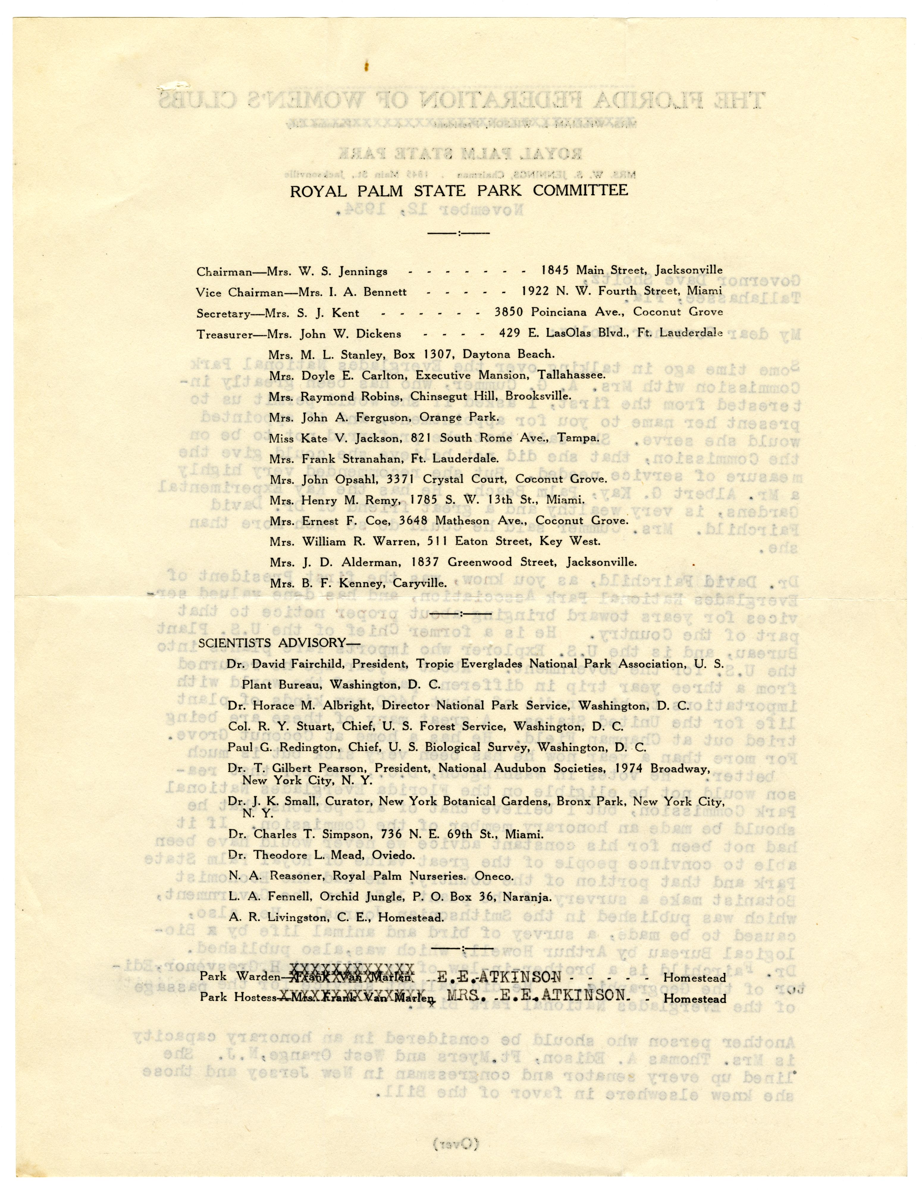 Florida Memory • Letter from May Mann Jennings to Governor David Sholtz ...