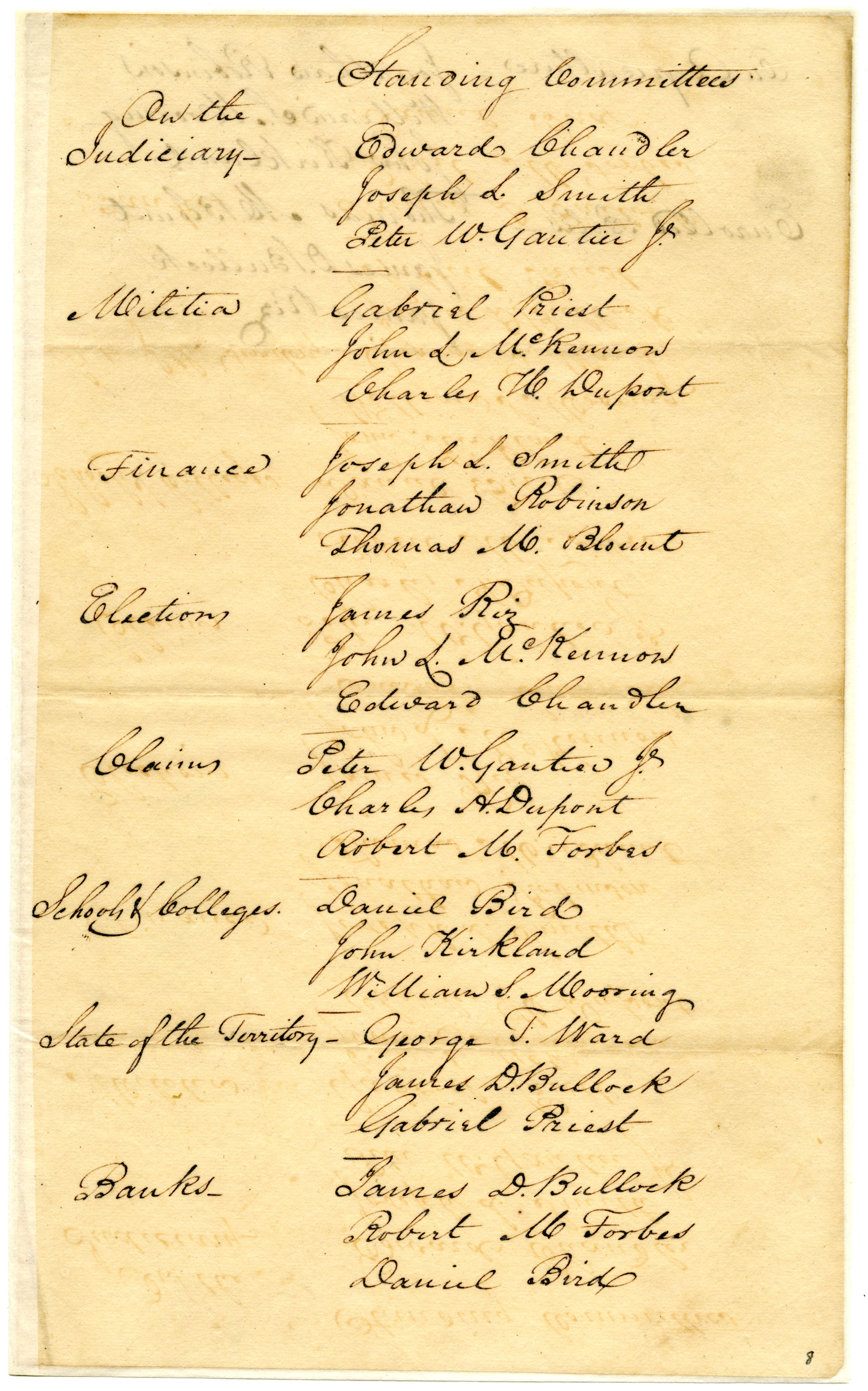 Florida Memory • Standing Committees of the Florida Territorial ...