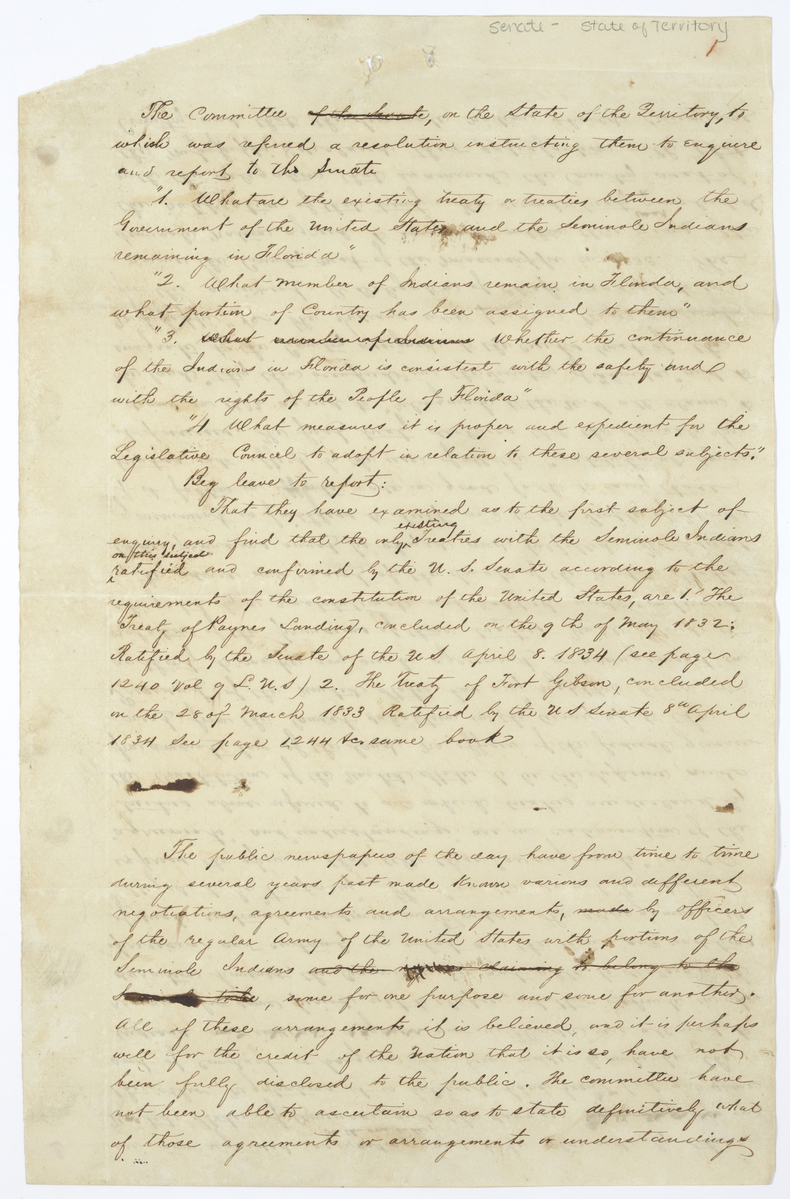 Florida Memory • Report of the Committee on the State of the Territory ...