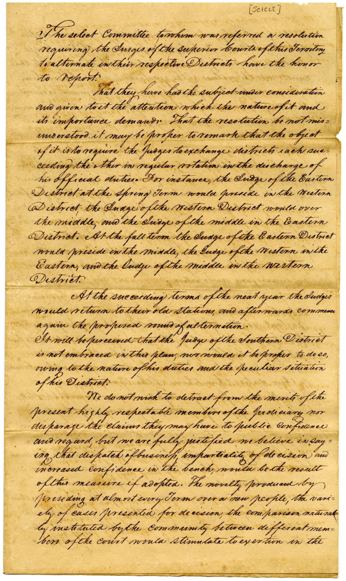 Florida Memory Report Of The Select Committee On The Rotation Of