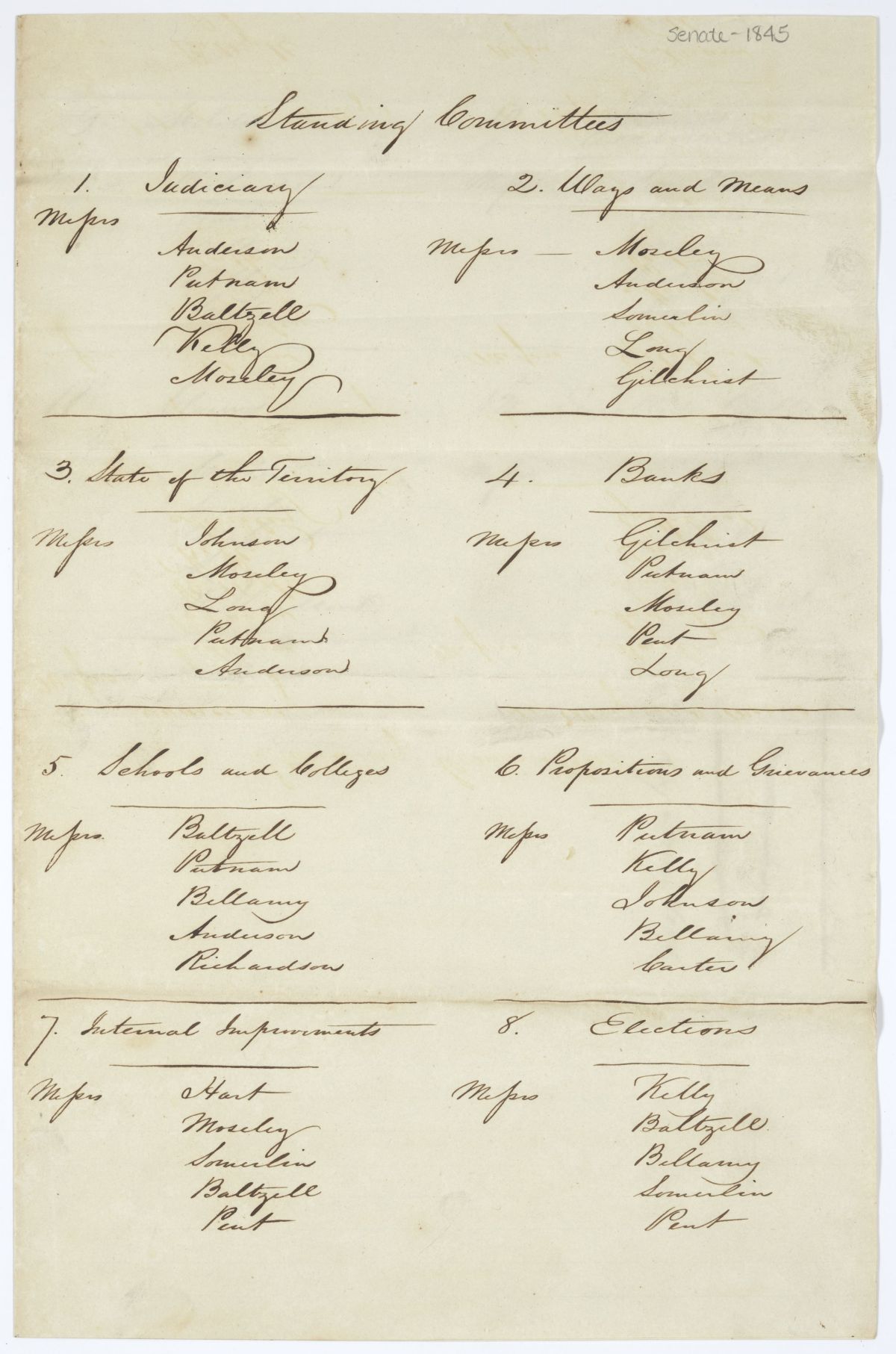 Florida Memory • Standing Committees of the Territorial Legislative ...