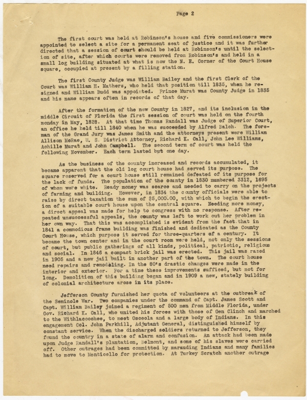 Florida Memory • History of Jefferson County