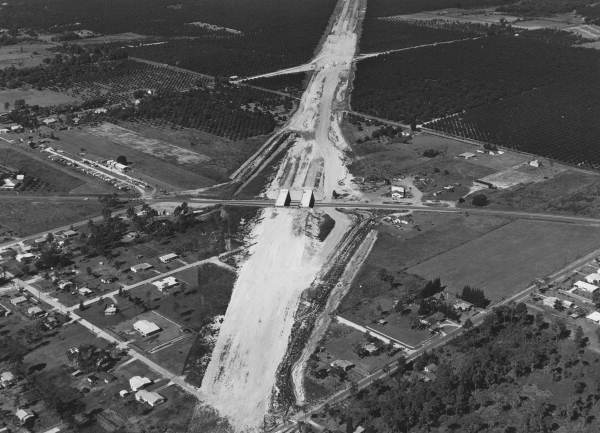 Florida Memory • Aerial view of Interstate 4 construction ...