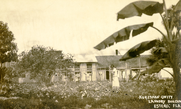 Florida Memory • Postcard showing the Koreshan Unity laundry building ...