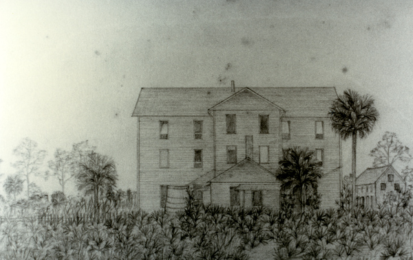 Florida Memory • Pencil drawing of the old Koreshan Unity dining hall ...