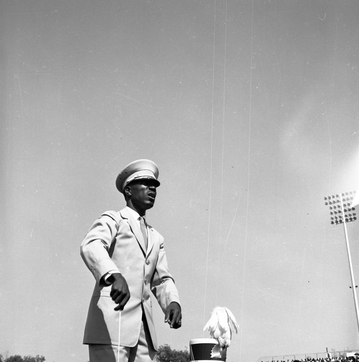 Florida Memory • FAMU band director at Bragg Memorial Stadium during ...