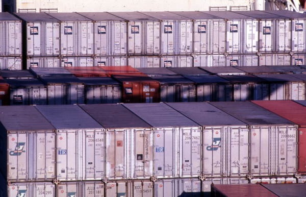 Florida Memory • Close-up view of shipping containers in Jacksonville.
