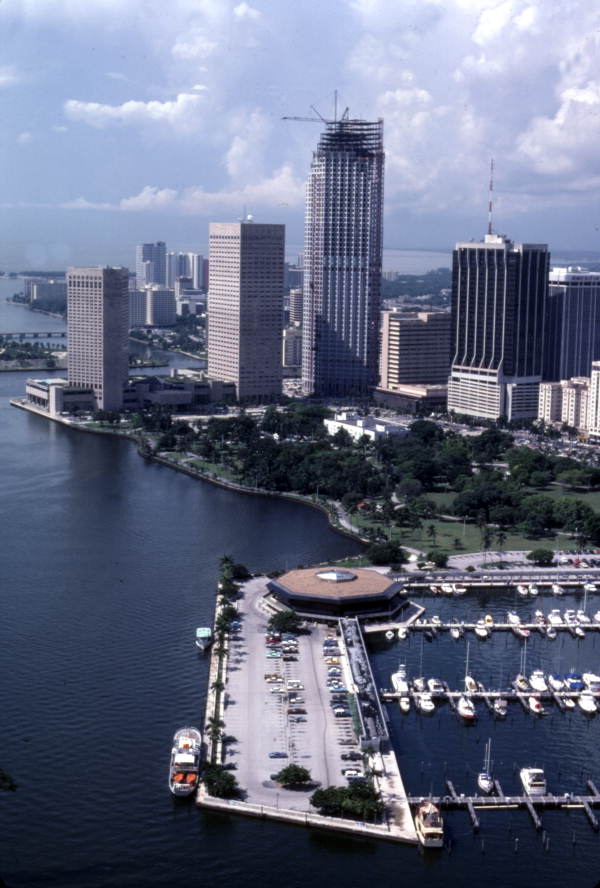 Florida Memory • Aerial view looking southwest toward downtown Miami ...