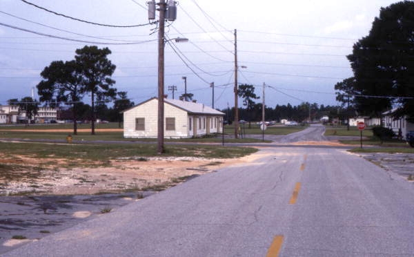 Florida Memory • Looking down a Duke Field road at an Eglin AFB building.
