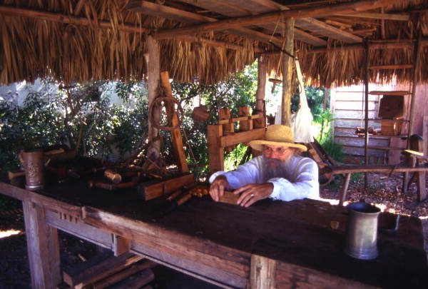 Florida Memory • Man demonstrating the skill of woodworking at the ...