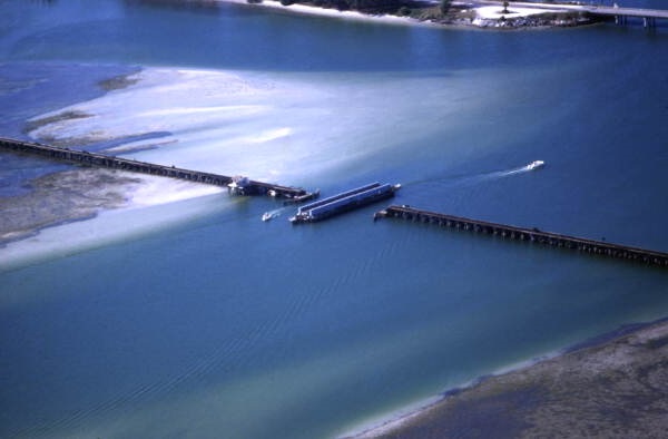 Florida Memory • Aerial view looking west over swing bridge on ...