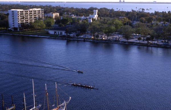 Florida Memory • Bird's eye view showing oarsmen sculling in Seddon ...