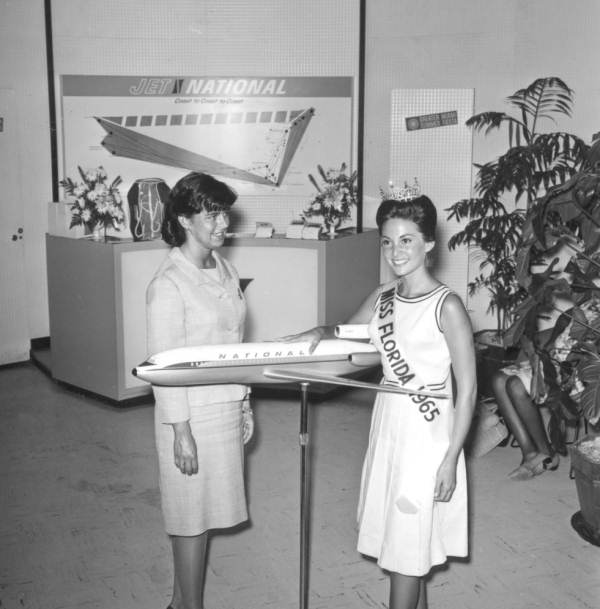 Florida Memory • Carol Blum, Miss Florida 1965, next to a model of a ...