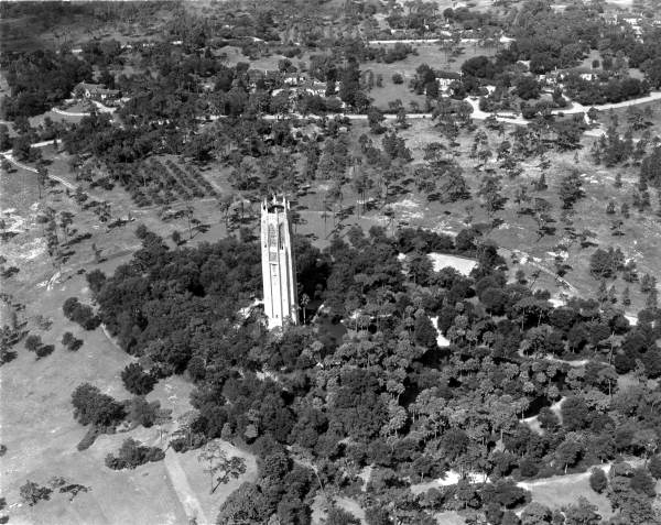 Florida Memory • Aerial view of Bok Tower - Lake Wales, Florida