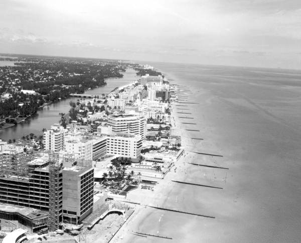 Florida Memory • Aerial view showing a building being constructed ...