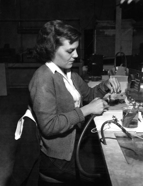 Florida Memory • Unidentified woman working at Rex Bassett Electronics ...
