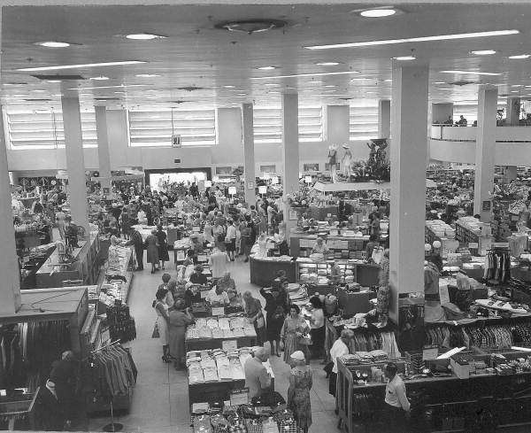 Florida Memory • Interior view showing customers shopping at Maas ...