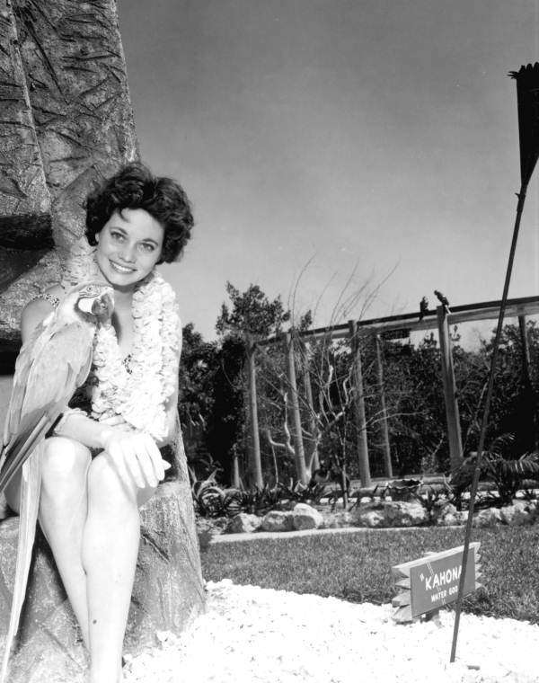Florida Memory • Judy D'Angelo with a macaw in the Tiki Gardens at the ...