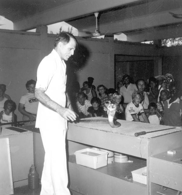 Florida Memory • Snake charming show at the Miami Serpentarium