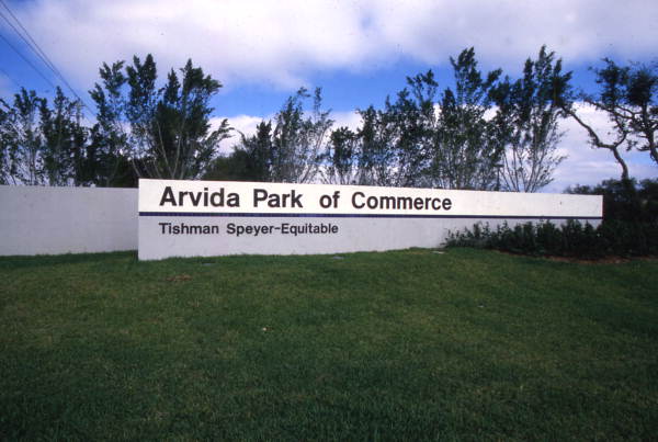 Florida Memory • View showing sign for the Arvida Park of Commerce in ...