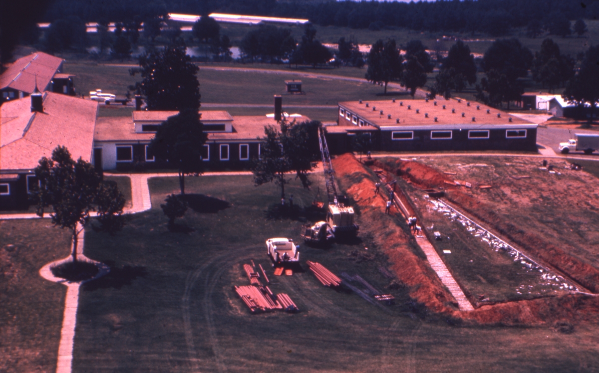 Florida Memory • Bird's eye view looking west showing construction at ...