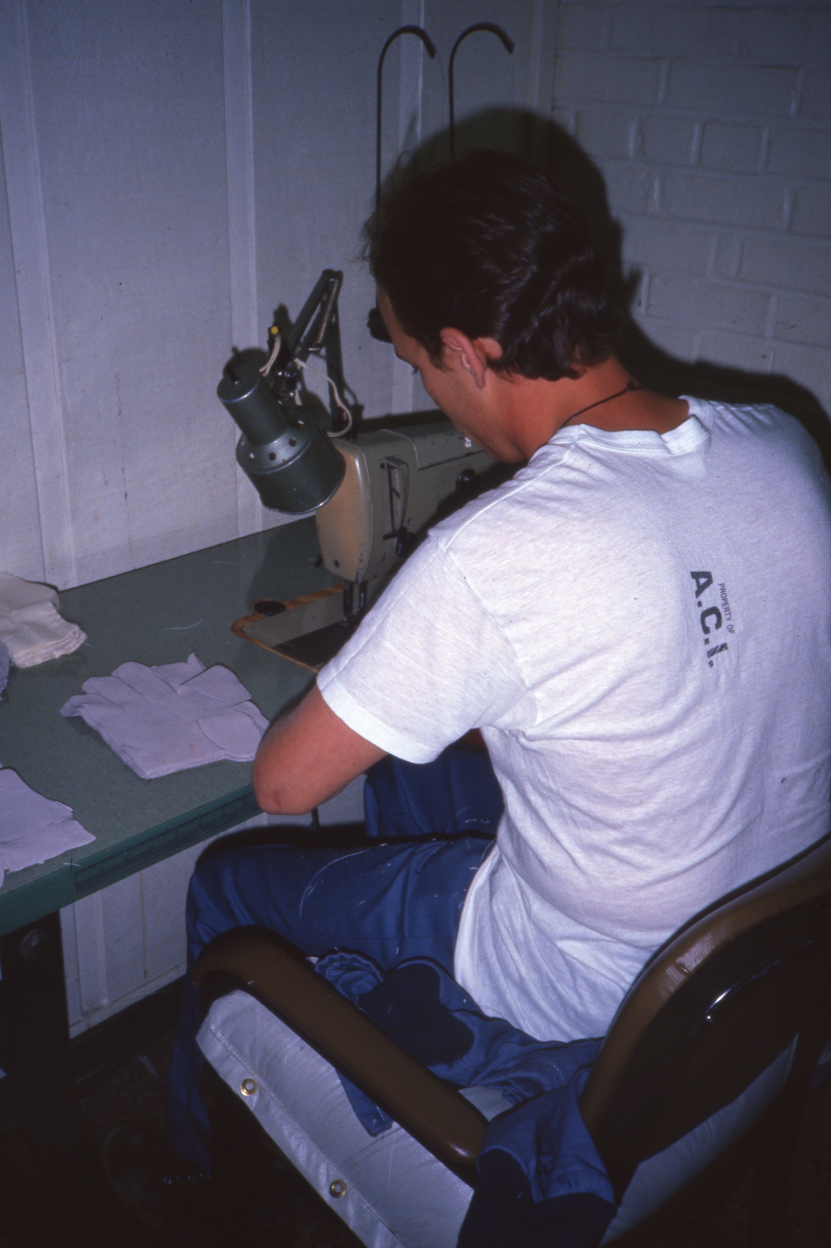 Florida Memory • Inmate making gloves at the Apalachee Correctional ...