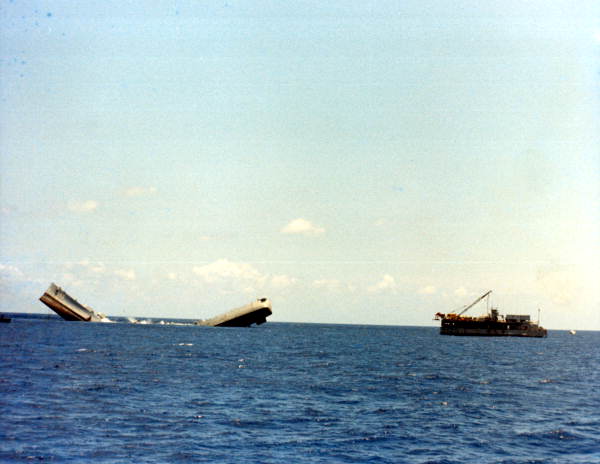 Florida Memory • The U.S.S. Wilkes-Barre, shown split in half and sinking.