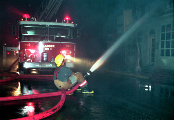 Florida Memory • Firefighter combatting fire at the "Copa" night club ...