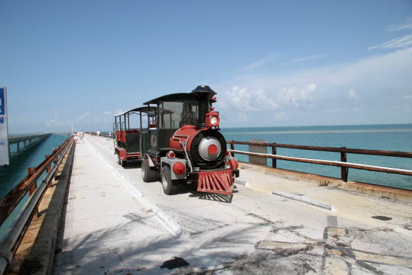 Florida Memory • Pigeon Key shuttle train on old Seven-Mile bridge ...