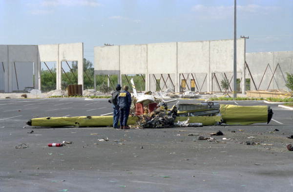 Florida Memory • View showing remains of Beechcraft airplane that ...
