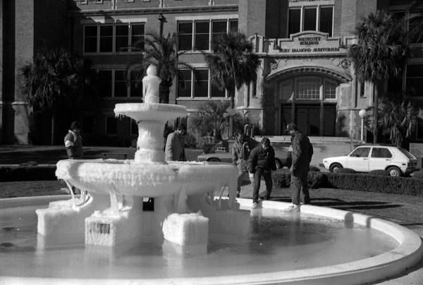 Florida Memory • Frozen water fountain at the FSU Westcott Building in ...
