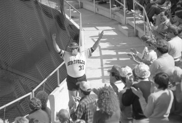 Florida Memory • Steve "Mongo" Budnick and spectators at a FSU baseball ...