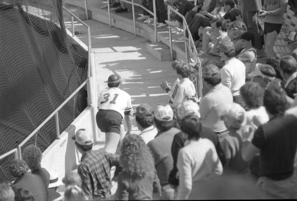 Florida Memory • Steve "Mongo" Budnick and spectators at a FSU baseball ...
