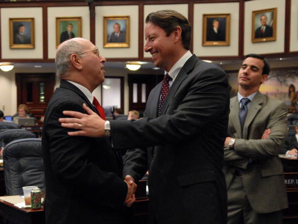 Florida Memory • Representative Bill Galvano, center, is being ...