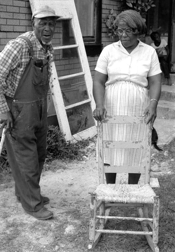 Florida Memory • Chair caner Rufus Adams standing with step-daughter ...