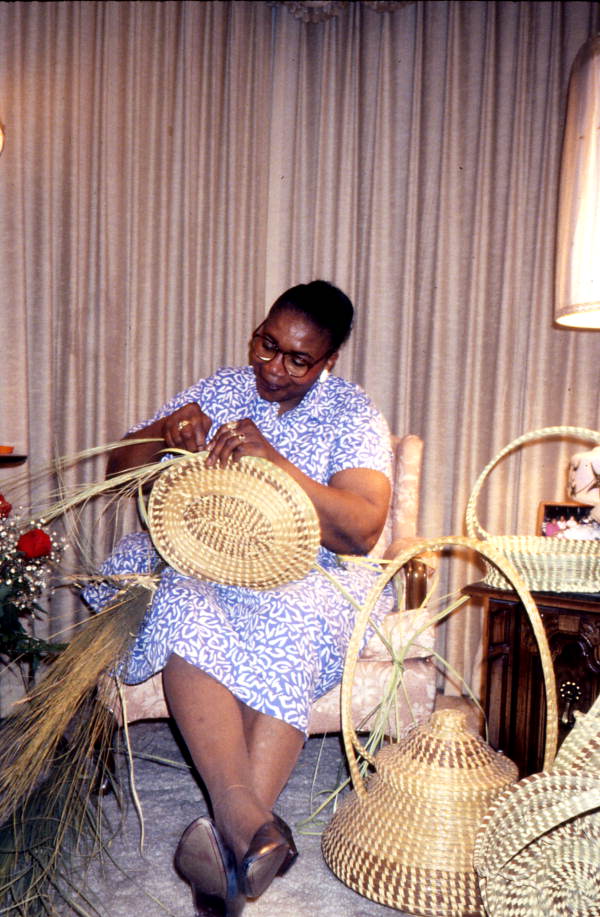 Florida Memory • Margaret Garrison making a sweetgrass basket ...