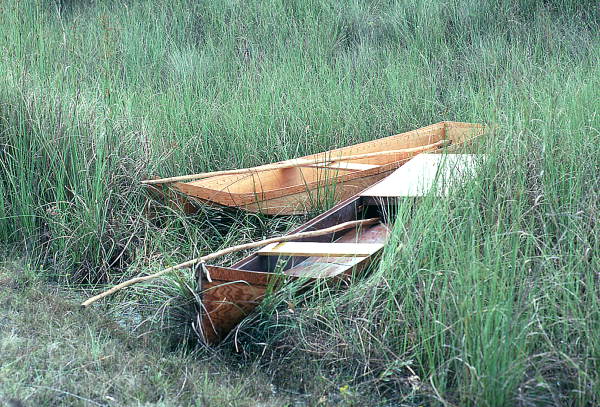 Florida Memory • Glades skiffs made by Glen Simmons sitting in the ...