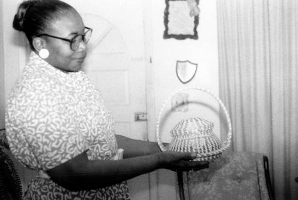Florida Memory • Margaret Garrison showing a sweetgrass basket she made ...