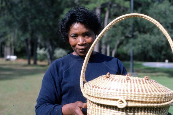Florida Memory • Margaret Garrison with her sweetgrass basket ...