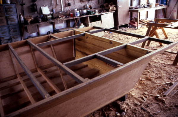 Florida Memory • Transom of oyster skiff being built by Bobby Shiver ...